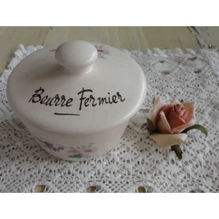 Frans keramiek boterpot, boerenboter, Beurre Fermier